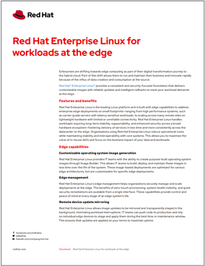 Red Hat Enterprise Linux for workloads at the edge