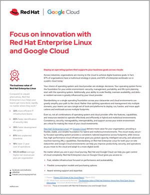 Focus on innovation with Red Hat Enterprise Linux and Google Cloud