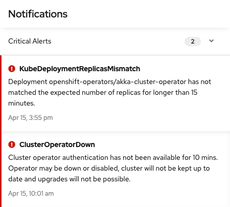 OpenShift 4.4 - Easy Access: Alerts and the Notification Drawer