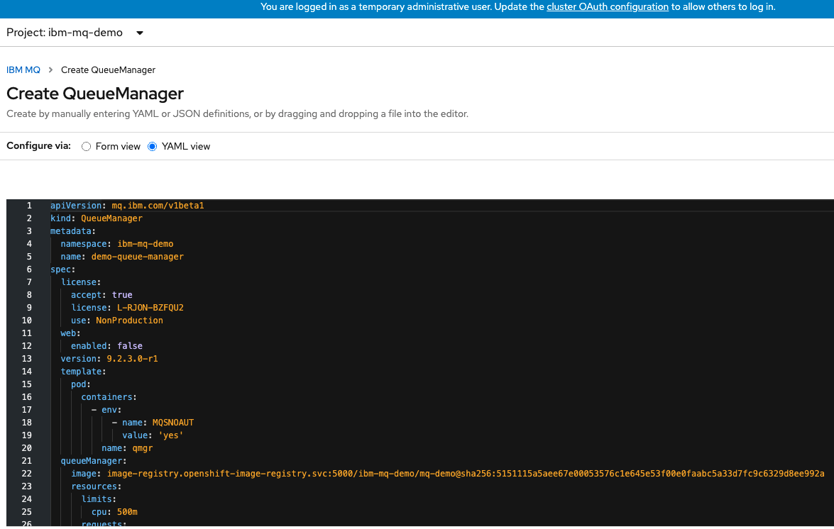 Rehosting IBM MQ on OpenShift Container Platform (OCP)
