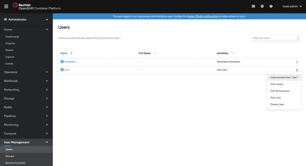 OpenShift 4.3: User Management Improvements