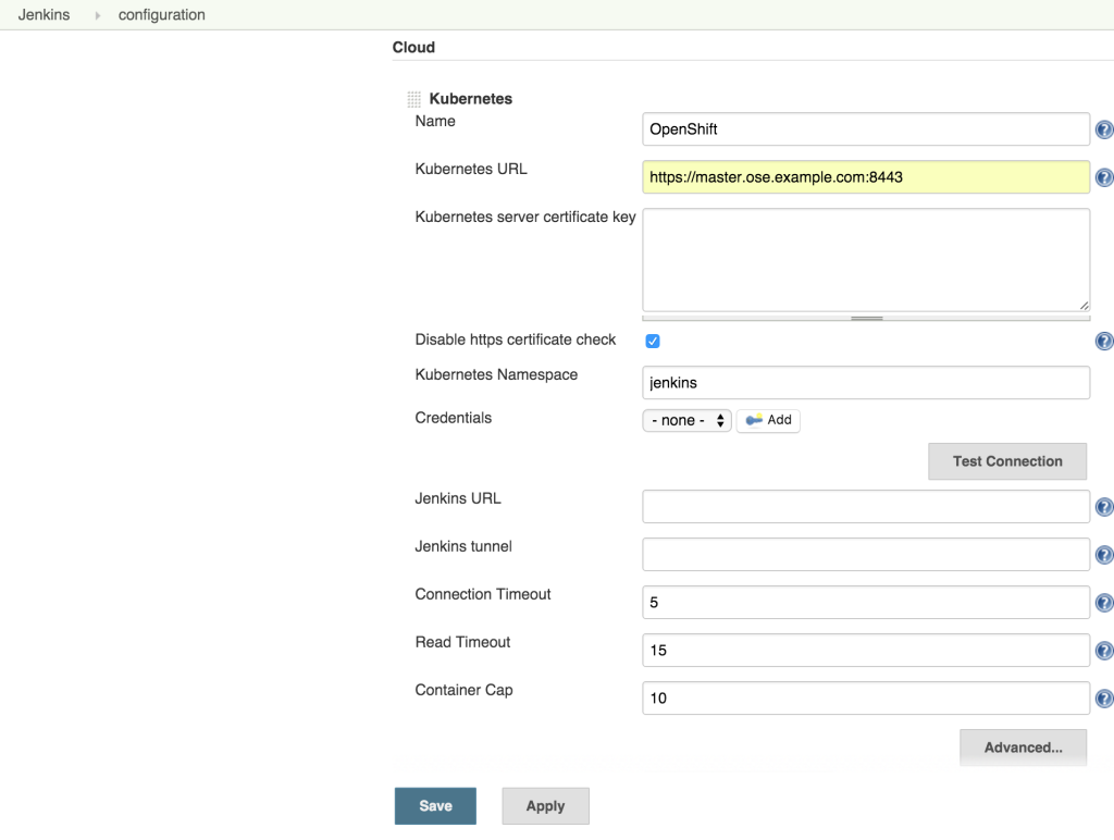 Jenkins Slaves in OpenShift Using an External Jenkins Environment