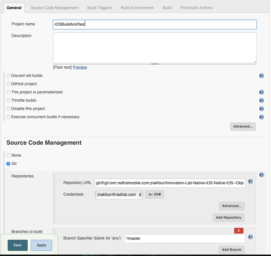 A step-by-step tutorial for continuous integration with Jenkins for a Red Hat Mobile Native iOS ...