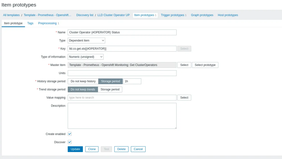 Monitoring OpenShift using Zabbix and Prometheus API