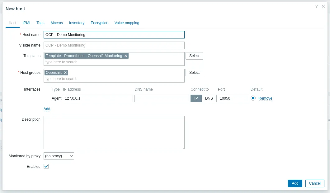 Monitoring OpenShift using Zabbix and Prometheus API