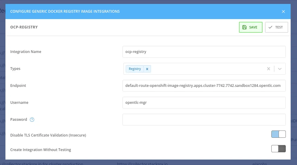 Using Red Hat Advanced Cluster Security with the OpenShift Registry