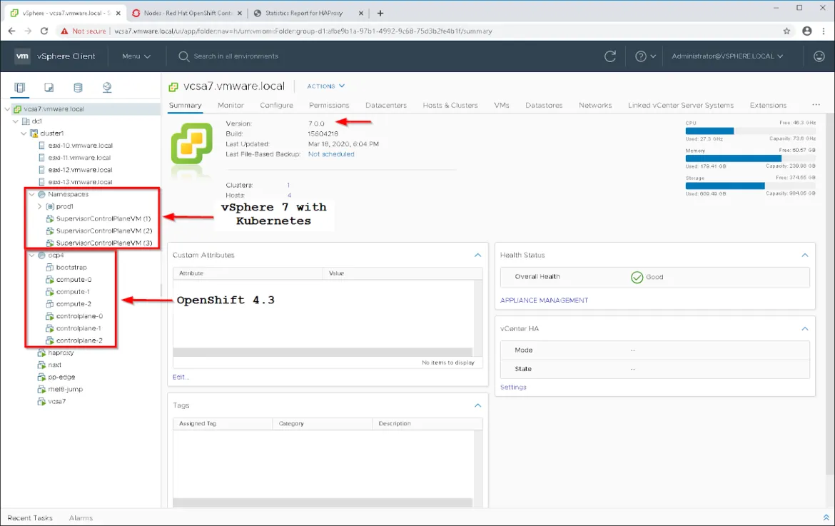 Deploying OpenShift 4.4 to VMware vSphere 7