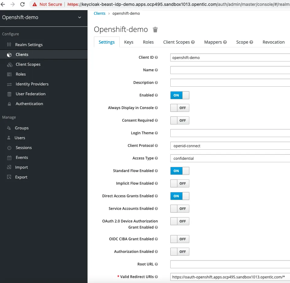OpenID Connect Authentication in to OpenShift using Red Hat Single Sign-On