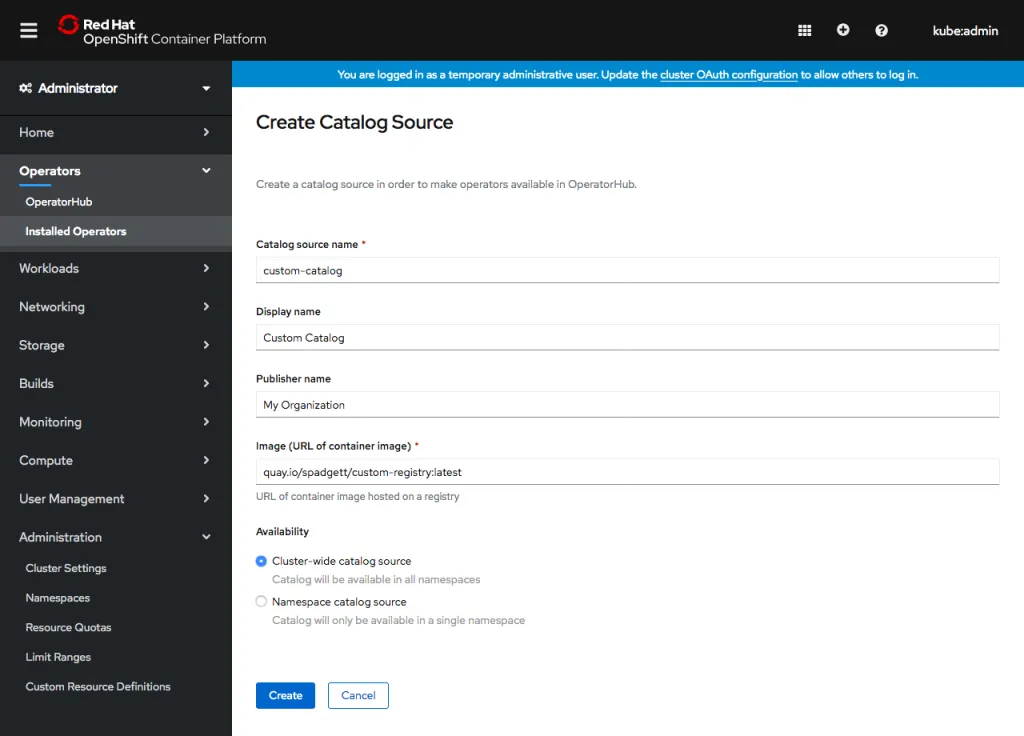 OpenShift 4.3: Managing Catalog Sources in the OpenShift Web Console