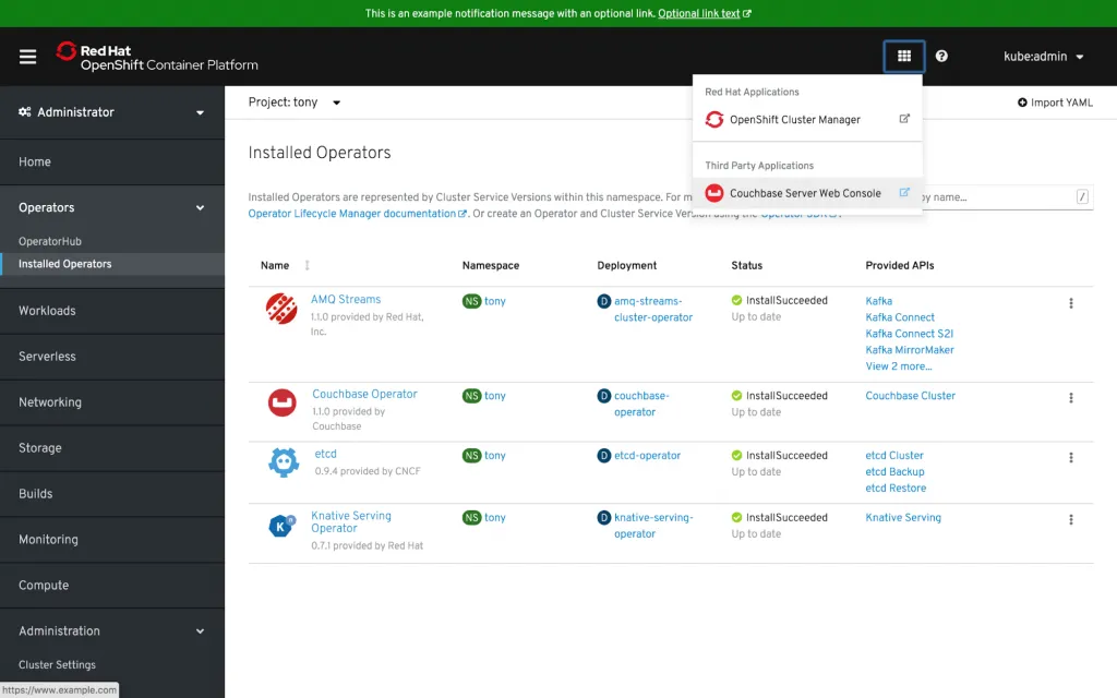 OpenShift 4.2: Console customization