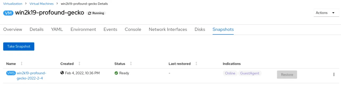 Live Snapshots in OpenShift Virtualization