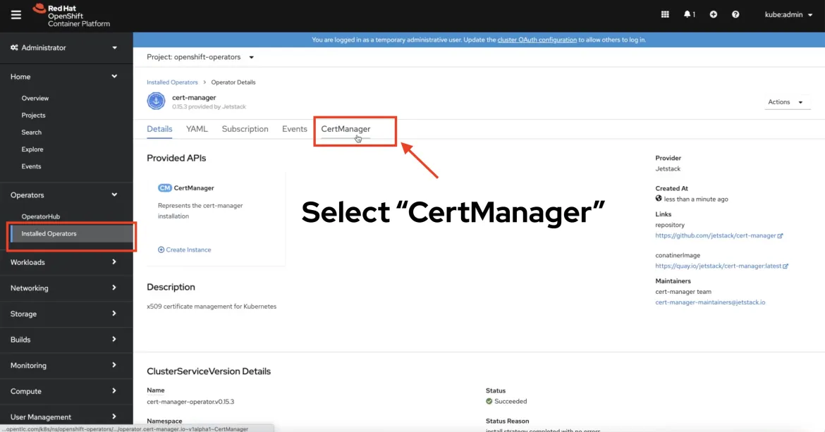 How to create a TLS/SSL certificate with a Cert-Manager Operator on ...