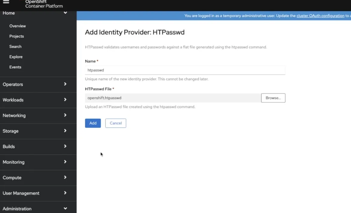 How to create new users in OpenShift with htpasswd and OAuth