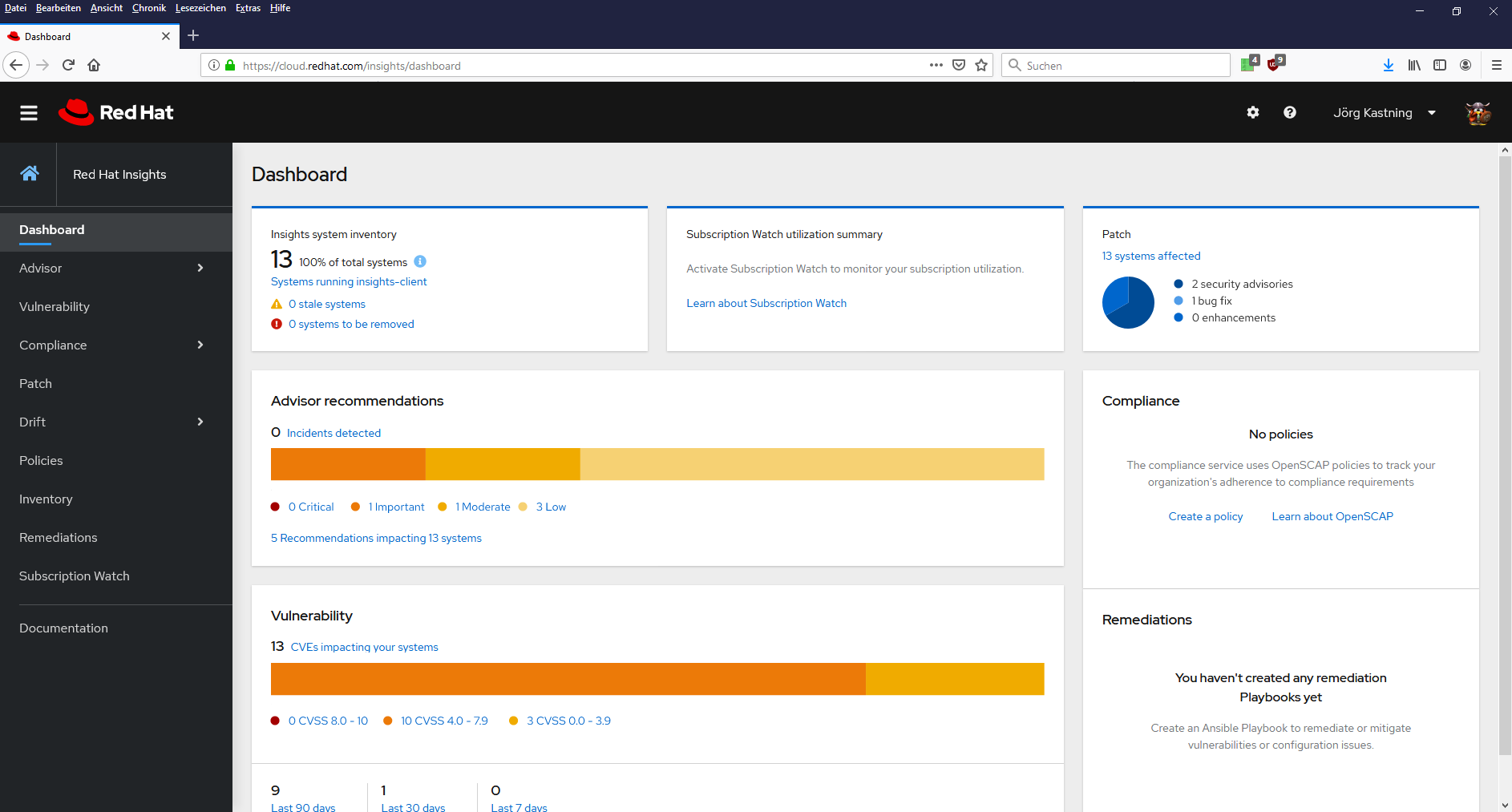 Red Hat Insights: Vulnerability management