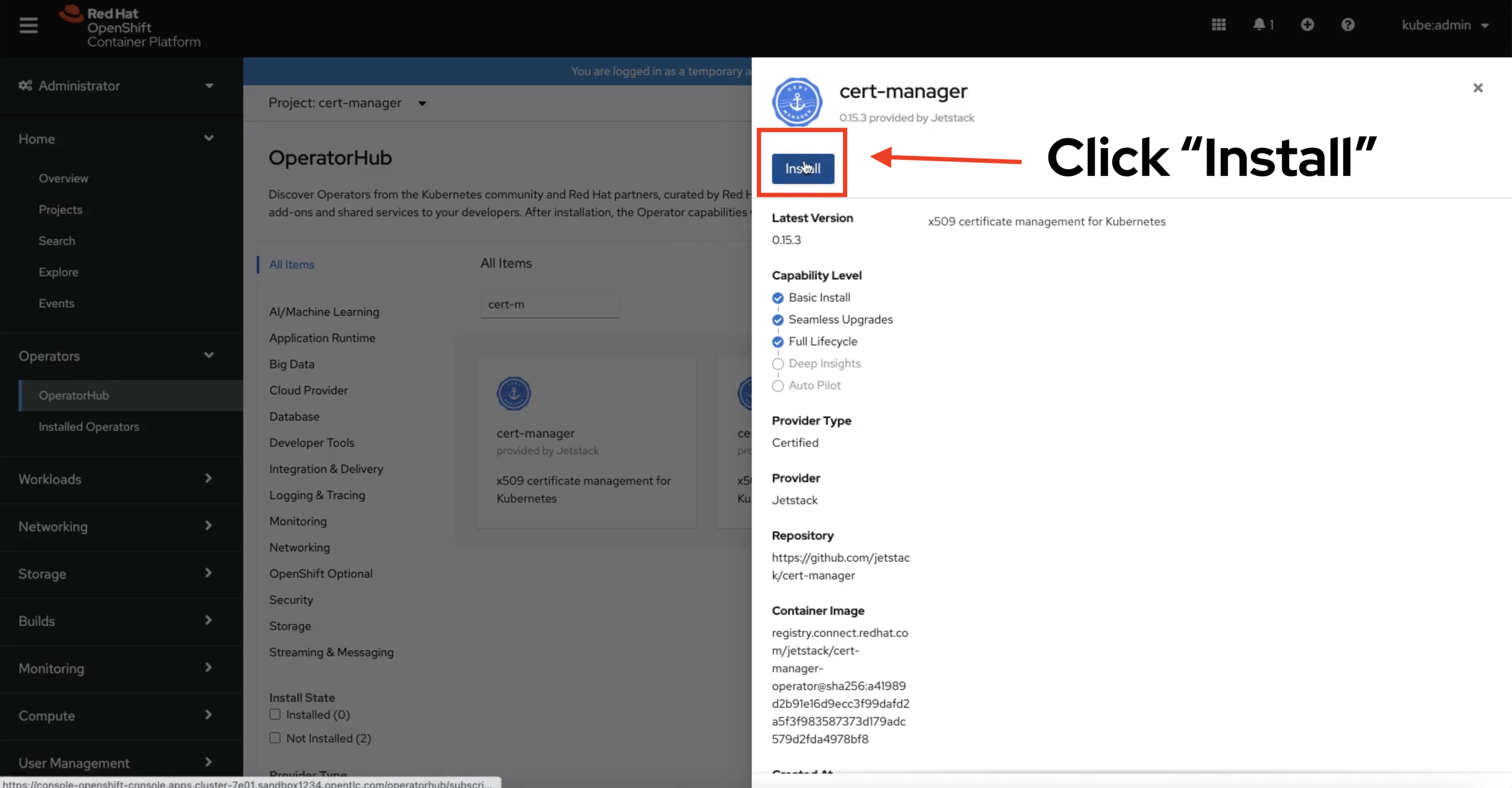 How to create a TLS/SSL certificate with a Cert-Manager Operator on OpenShift