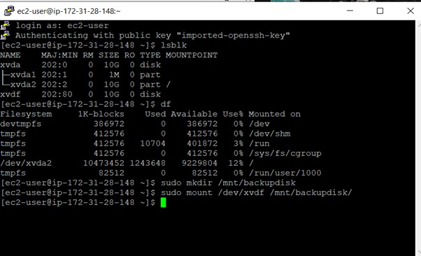Creating a backup of data stored in a Linux virtual machine