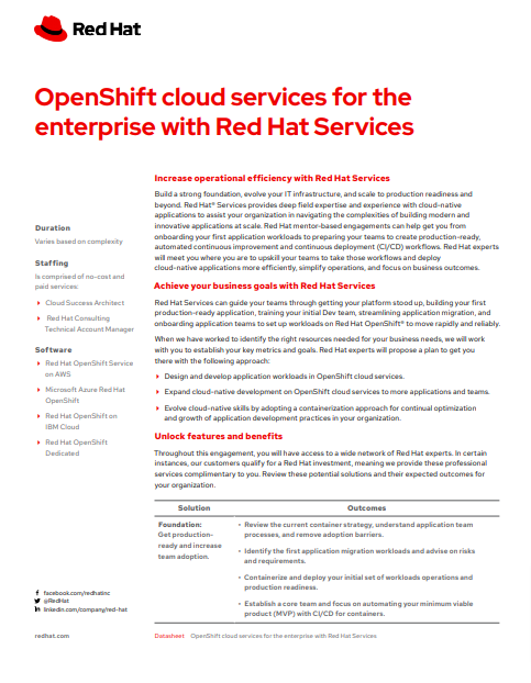 OpenShift cloud services for the enterprise with Red Hat Services